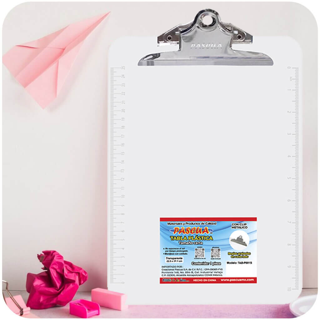 Tabla Plástica con Clip Metálico – Creaciones Pascua