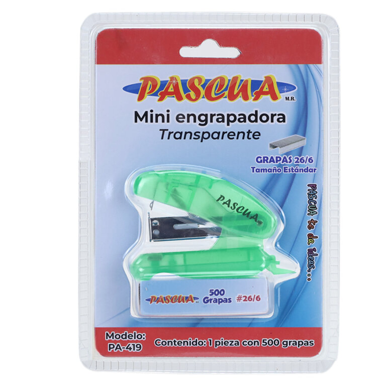 Mini Engrapadora Transparente Tamaño Estándar – Creaciones Pascua
