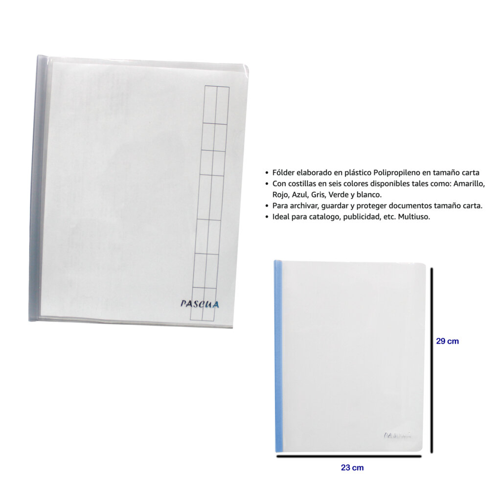 Folder Transparente con Costilla – Creaciones Pascua