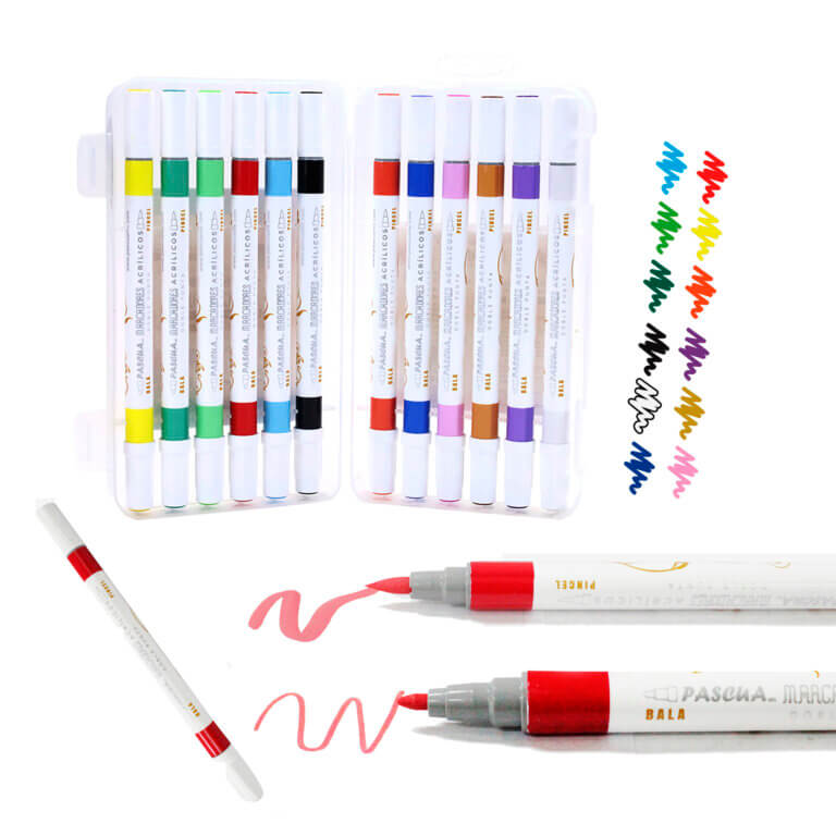 Marcador Acrílico Doble Punta Bala y Pincel – Creaciones Pascua