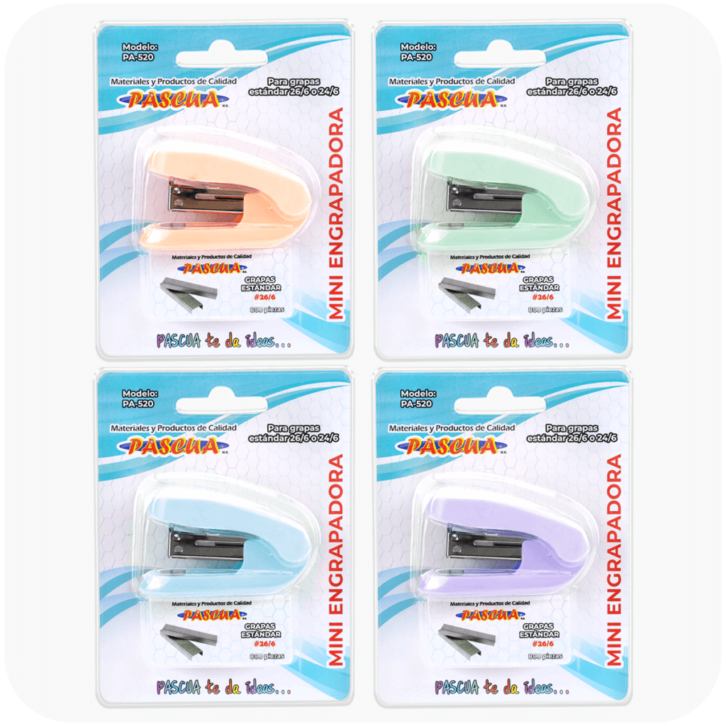 Mini Engrapadora con Grapas #26/6 – Plano – Creaciones Pascua